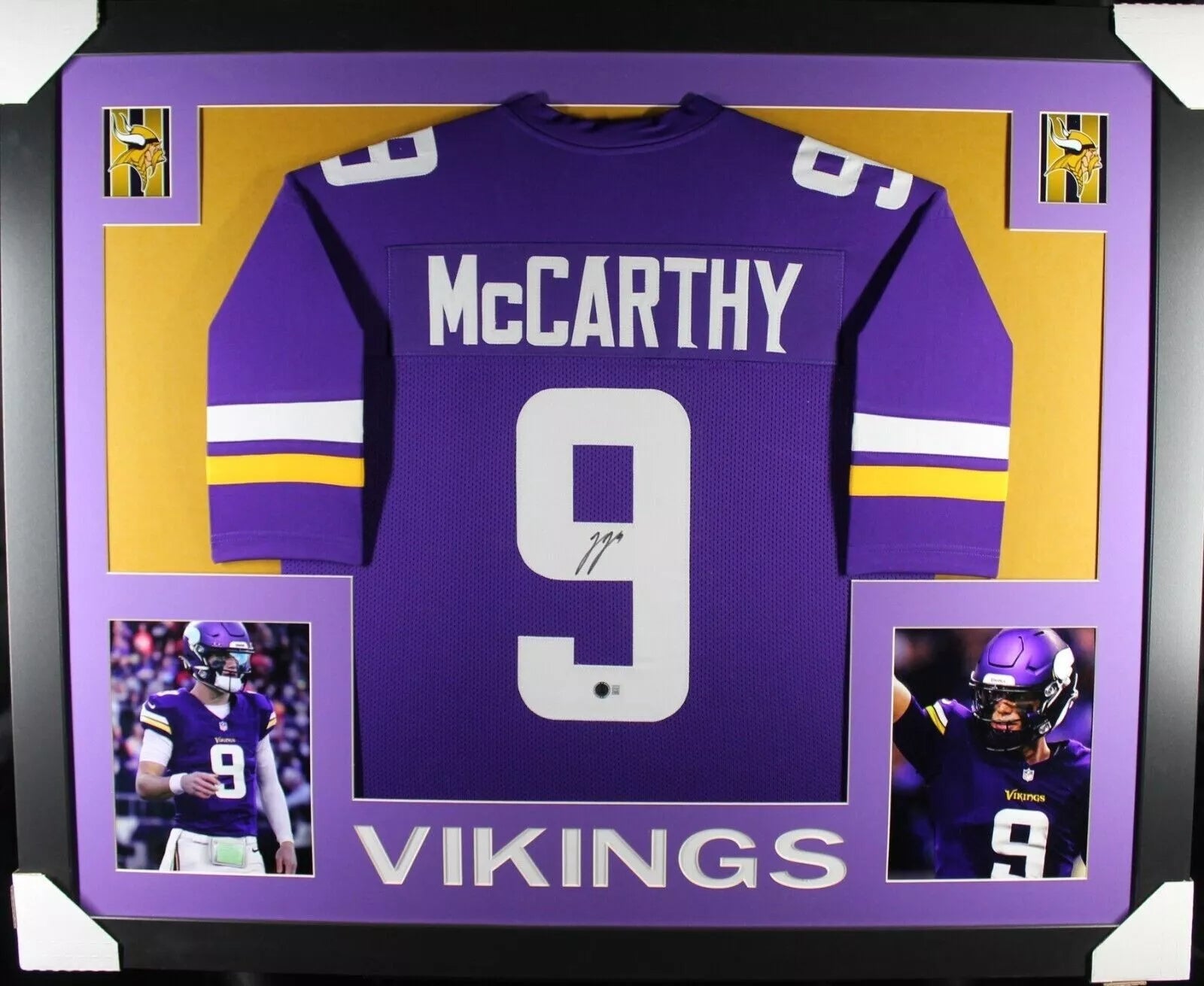 JJ MCCARTHY Signed/Autographed Custom Jersey Framed 35x43 - Beckett ...